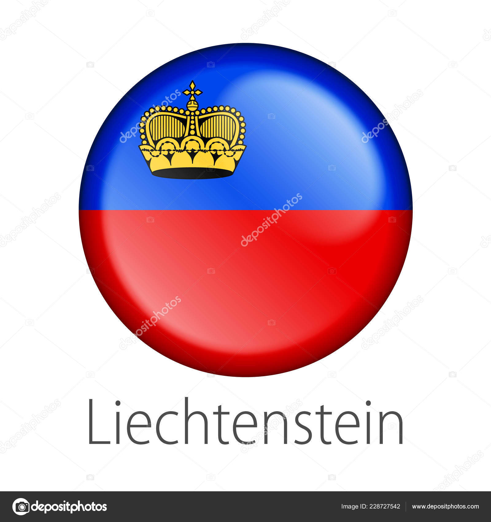Full Vector High Detail Button Flag Liechtenstein Country Isolated ...