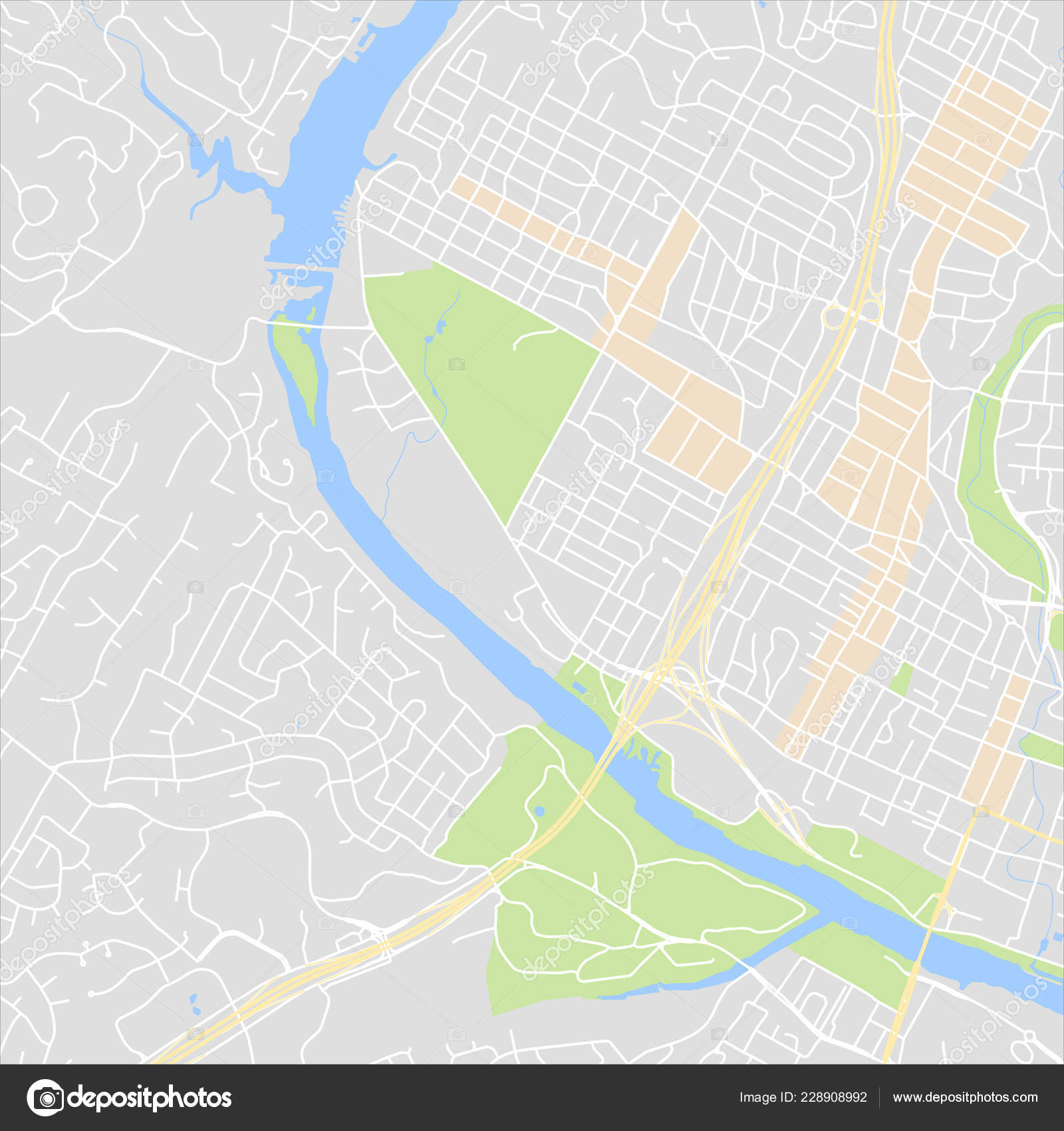 Abstract City Map Rivers Parks Classic Map Application Colors Range ...