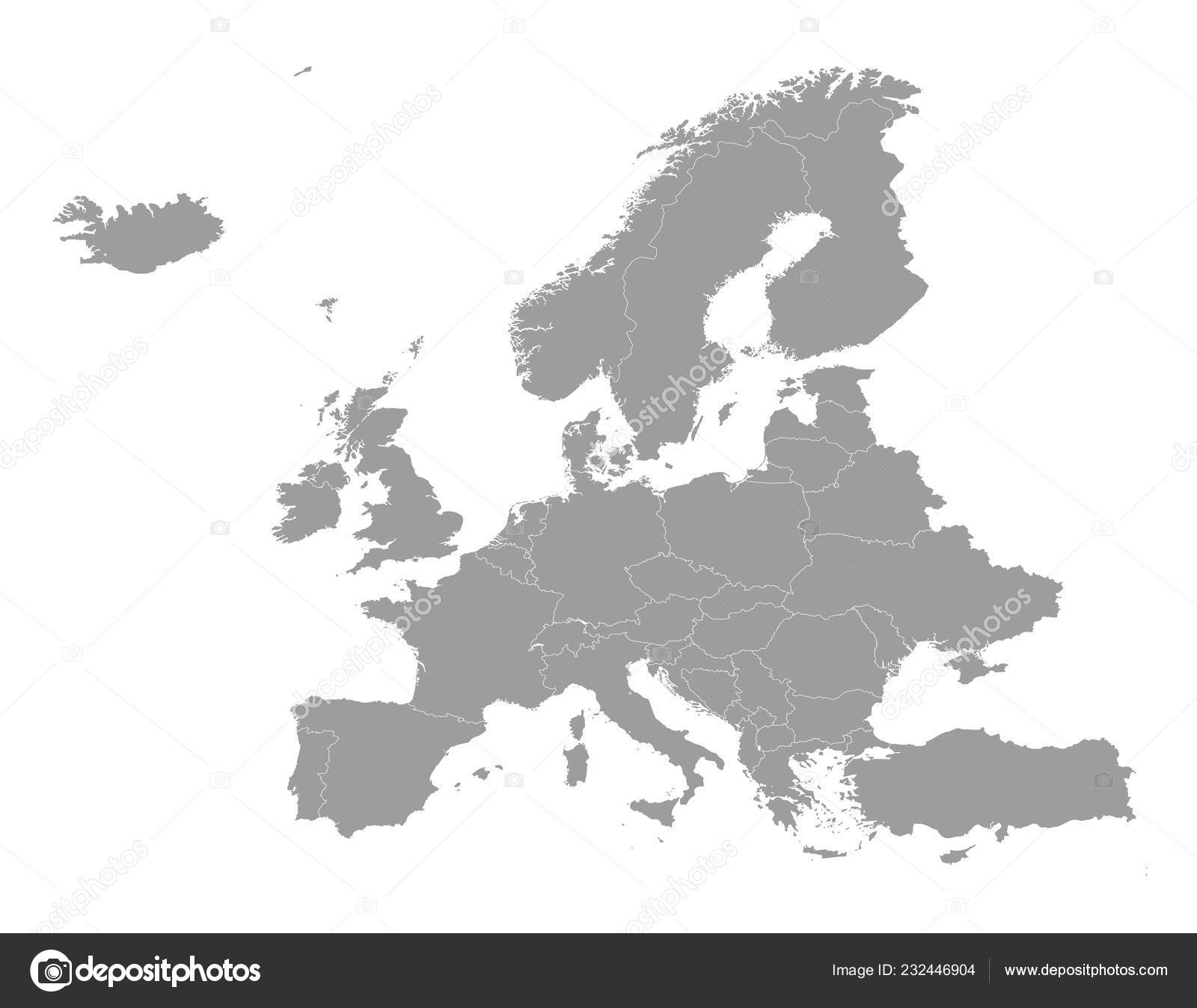 High Quality Europe Map White Country Borders Stock Vector Image by ...