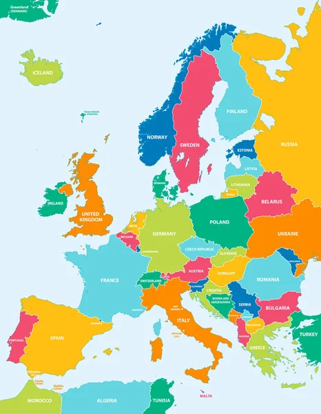 Colorful map of Europe — Stock Vector © pyty #96538912