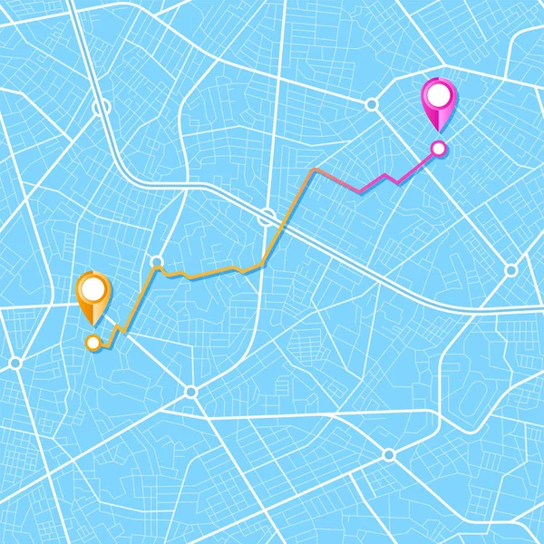 Blue Gps Navigator Pins Blue Roads Map White Background Stock Vector ...