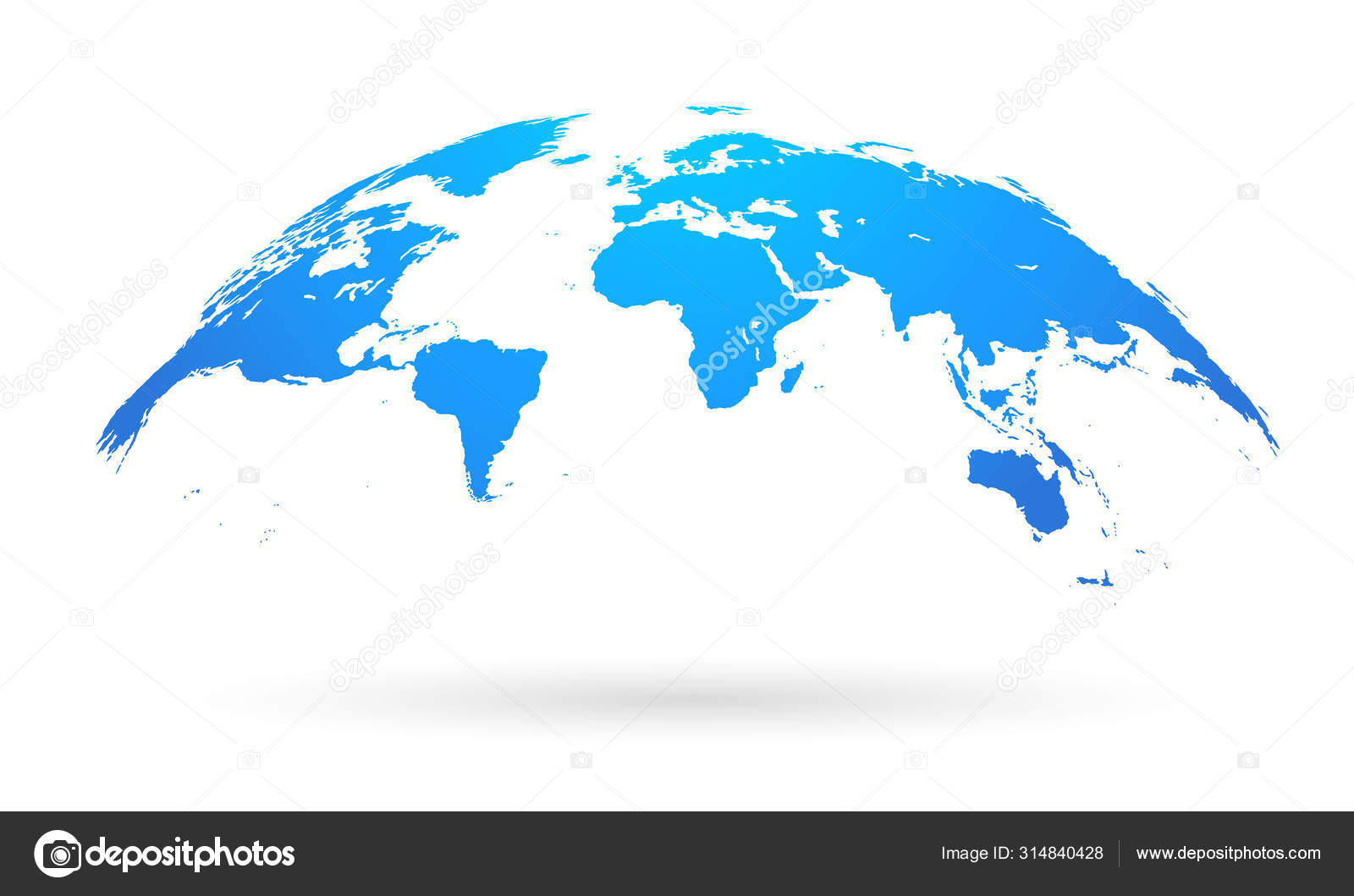 Spherical Curved Blue World Map Stock Vector by ©Fourleaflovers 314840428