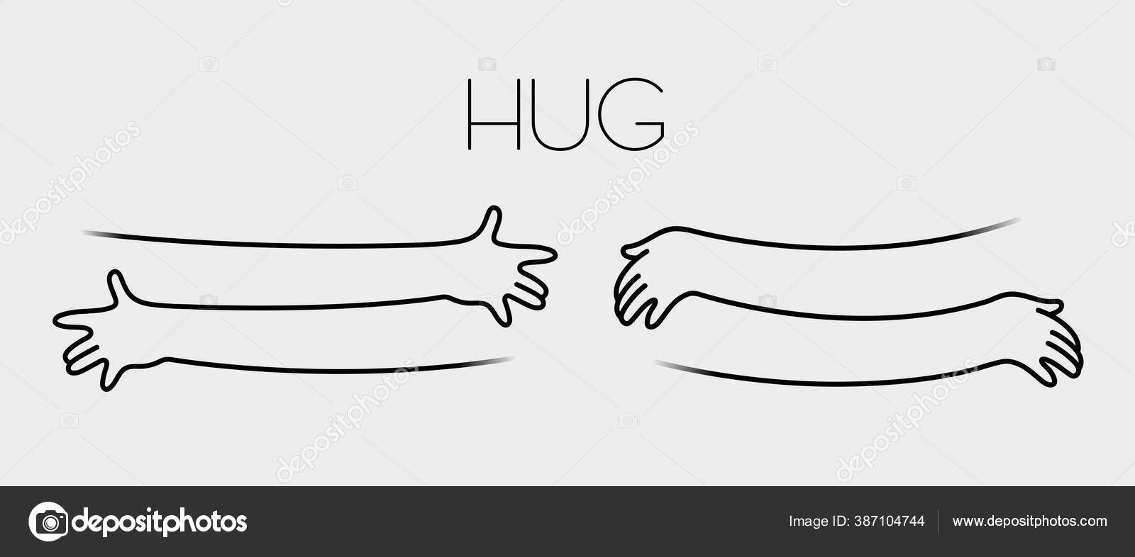 Simple Line Creating Hug Drawing Vector Illustration Stock Vector by ...