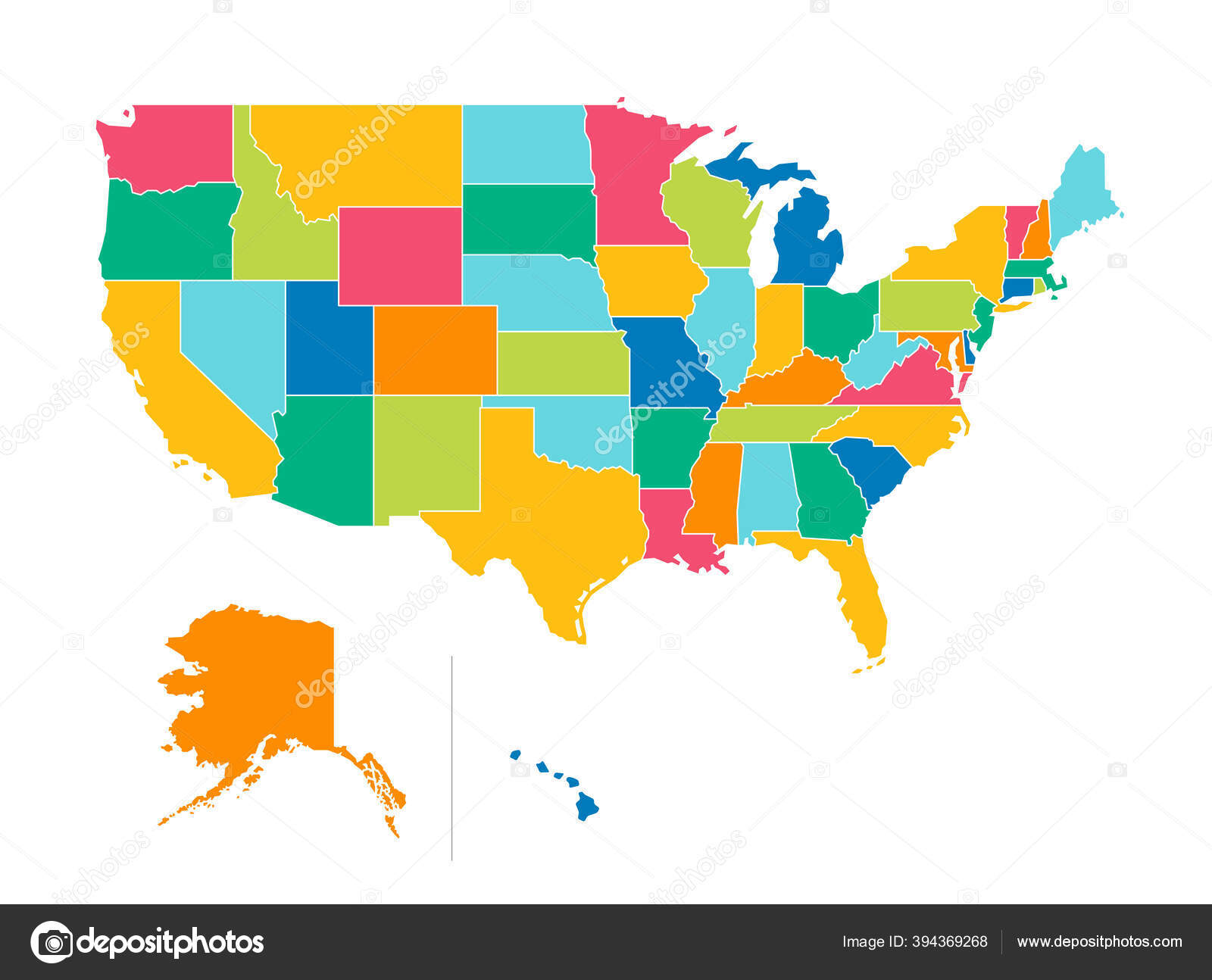 Usa Political Map Color Vector Map State Borders Stock Vector by ...