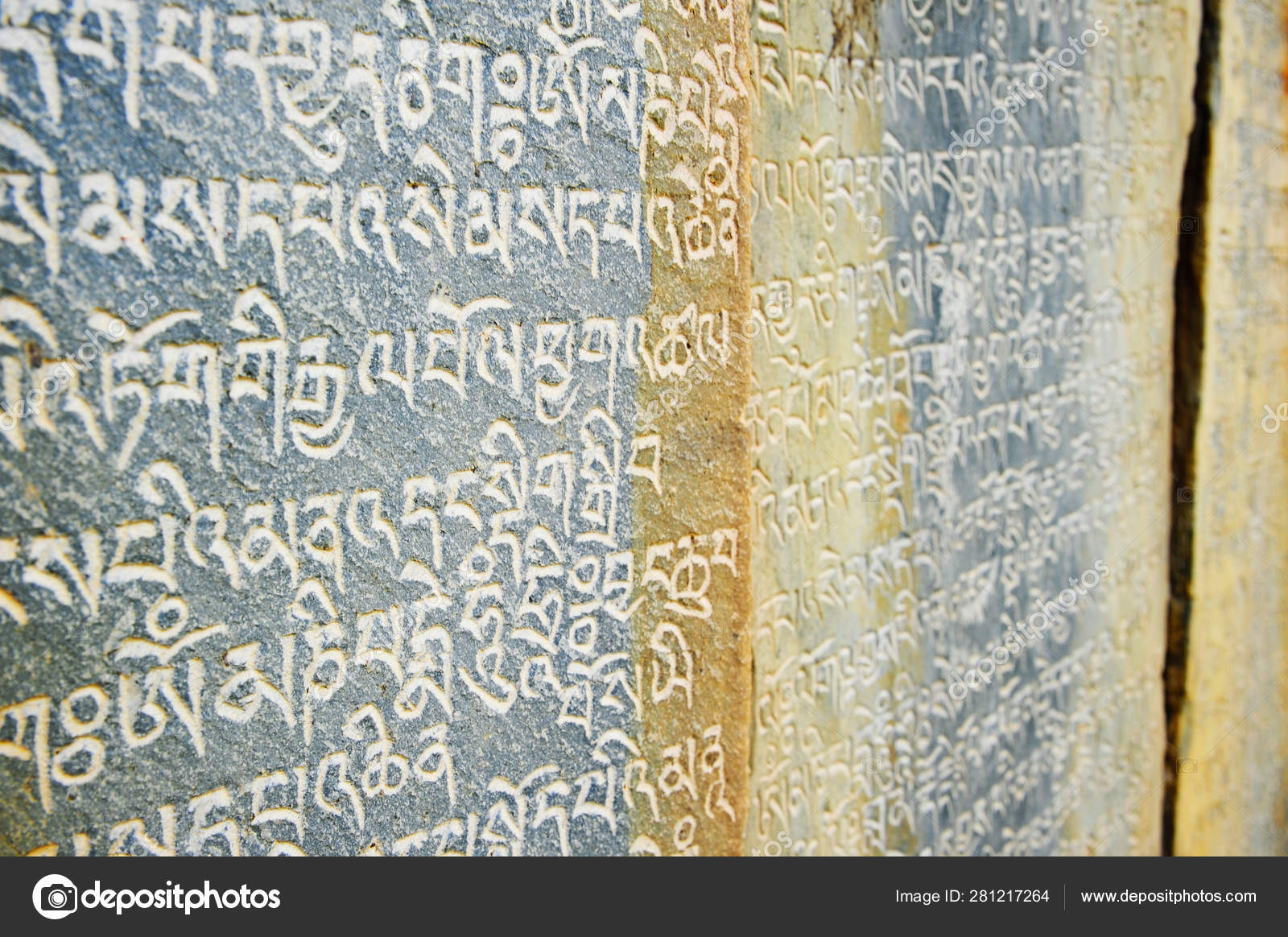 Buddhist Religious Spiritual Text Symbols Inscriptions Old Stones ...