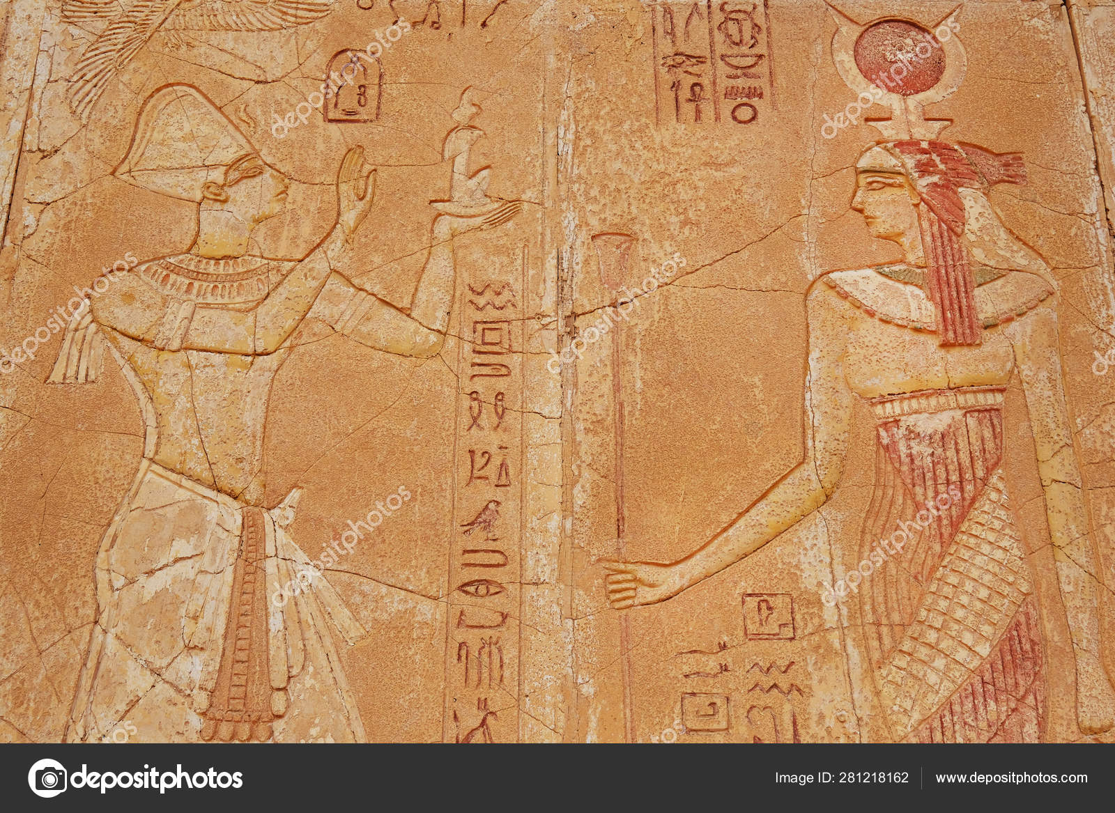 Ancient Egypt scene, mythology. Egyptian gods and pharaohs. Stock Photo ...