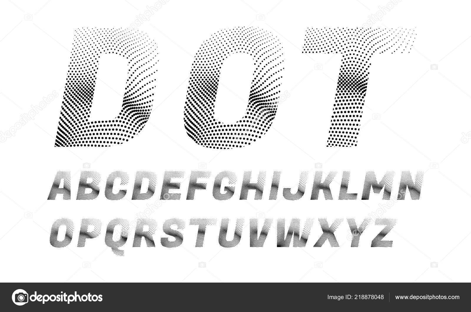 Wave Dotted Font Retro Style Rounded Pixeled Alphabet Vector ...