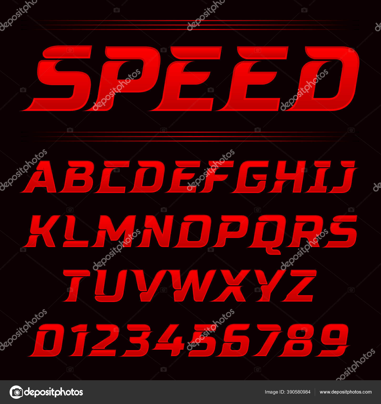Speed Letters Set Red Race Font Vector Fonts Event Promo Stock Vector ...