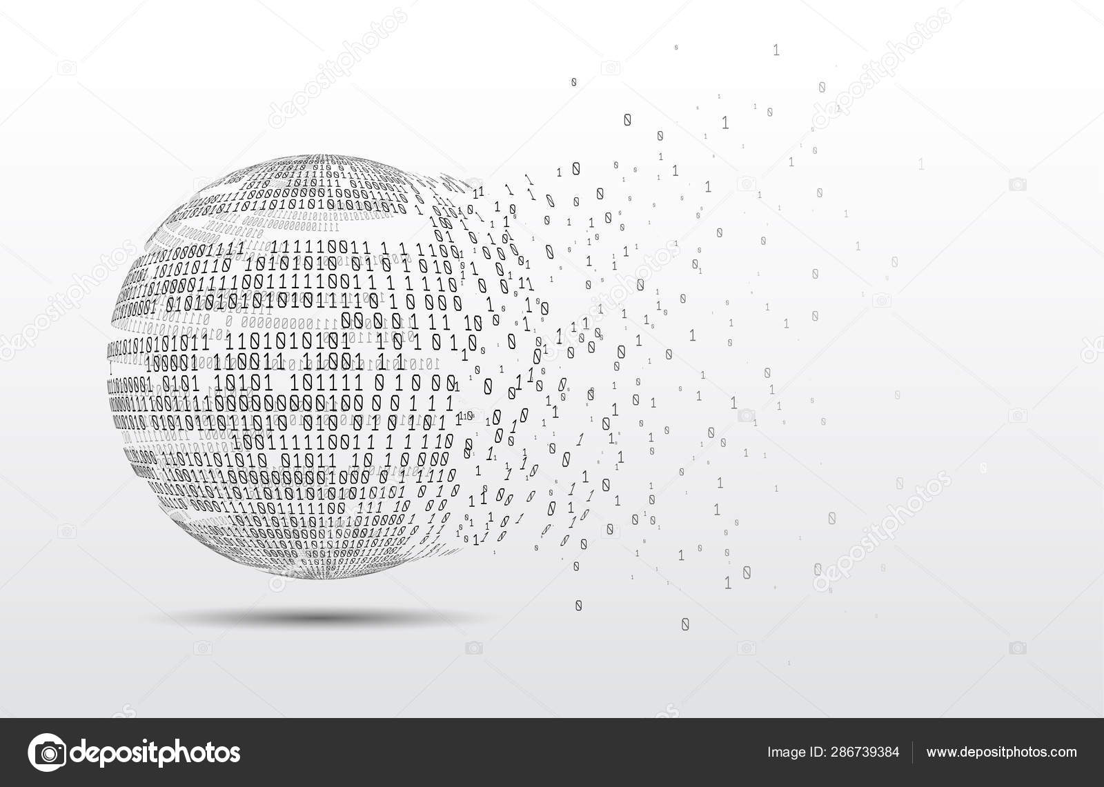 Binary code globe. Technology planet. Big data. Global network. Artificial intelligence. From ...