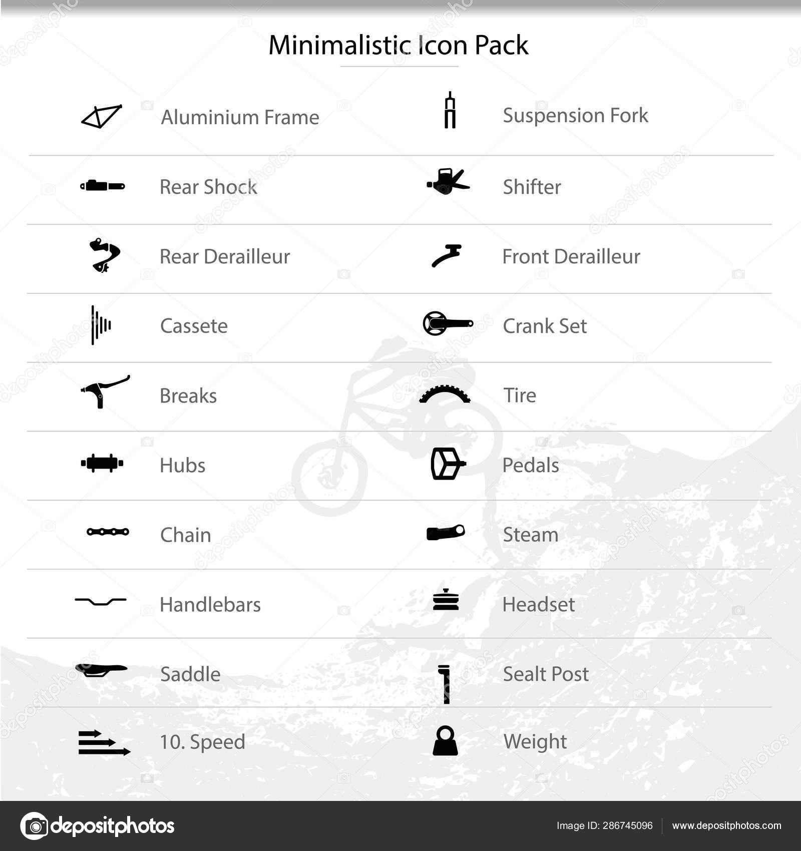 Bicycle parts and components icons for eshop menu. Stock Vector by ...
