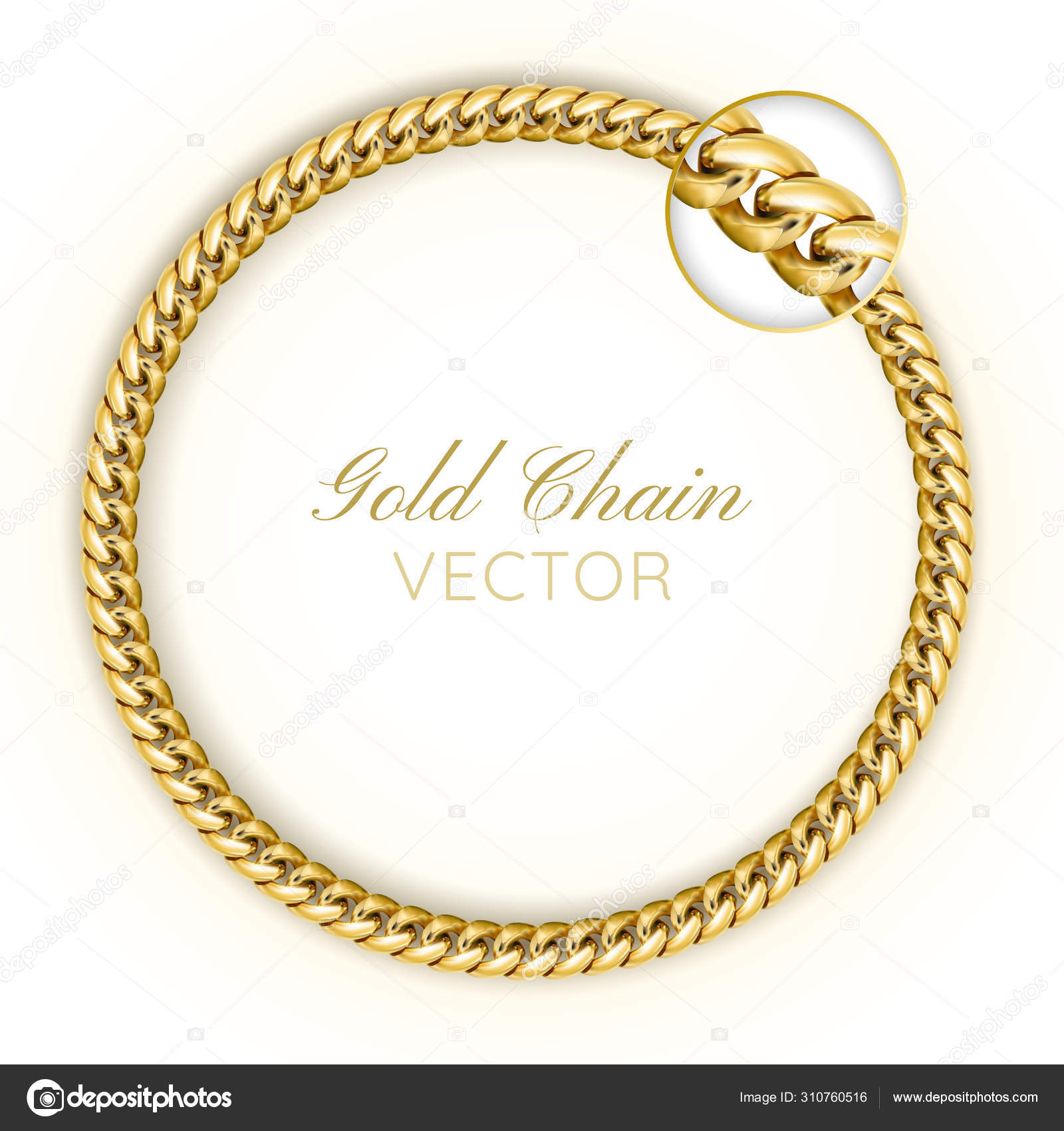 3D Realistic vector gold chain. Gold Chain round wreaths for use as a ...