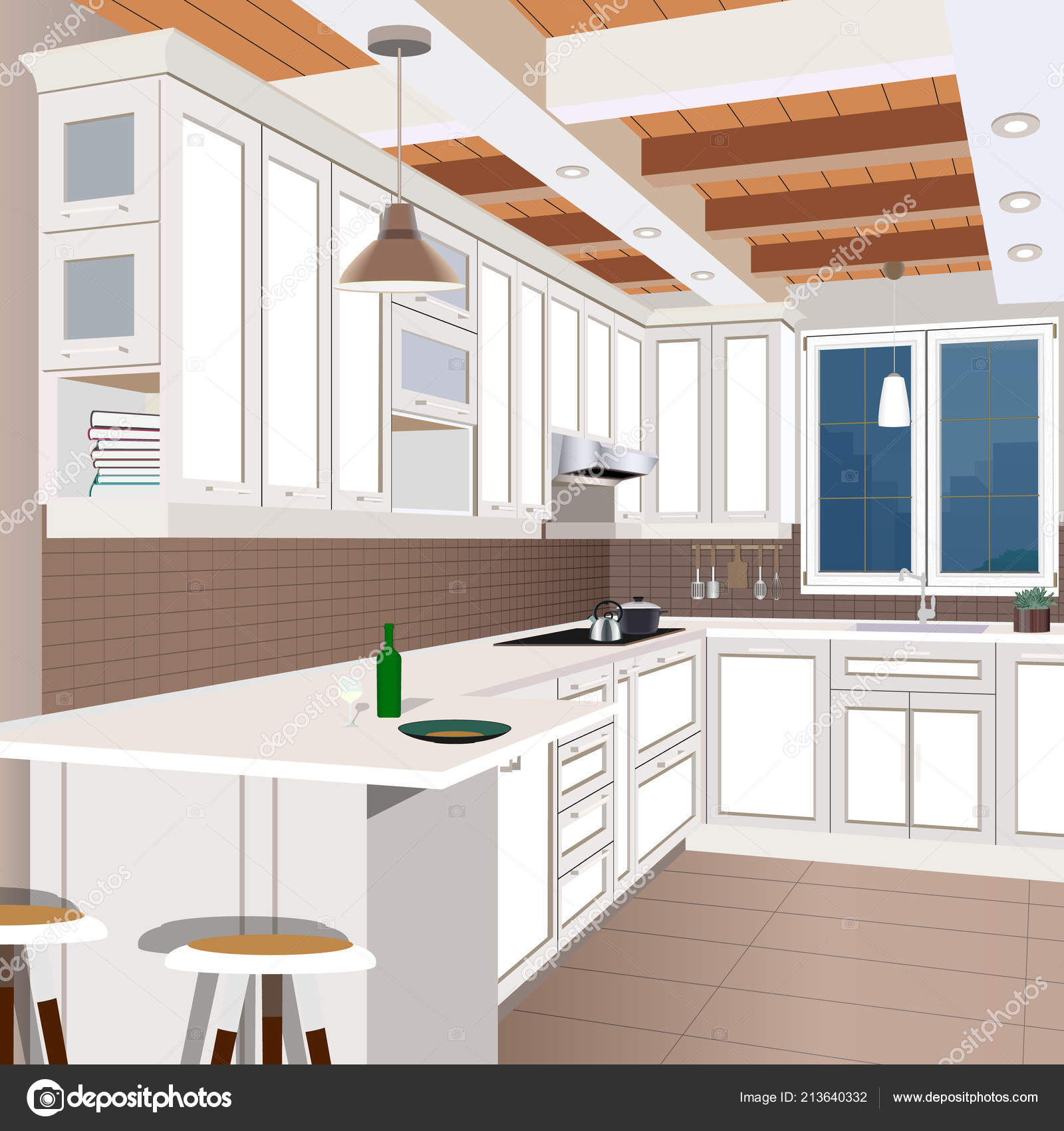 Latar Belakang Interior Dapur Dengan Furnitur Desain Dapur Modern ...