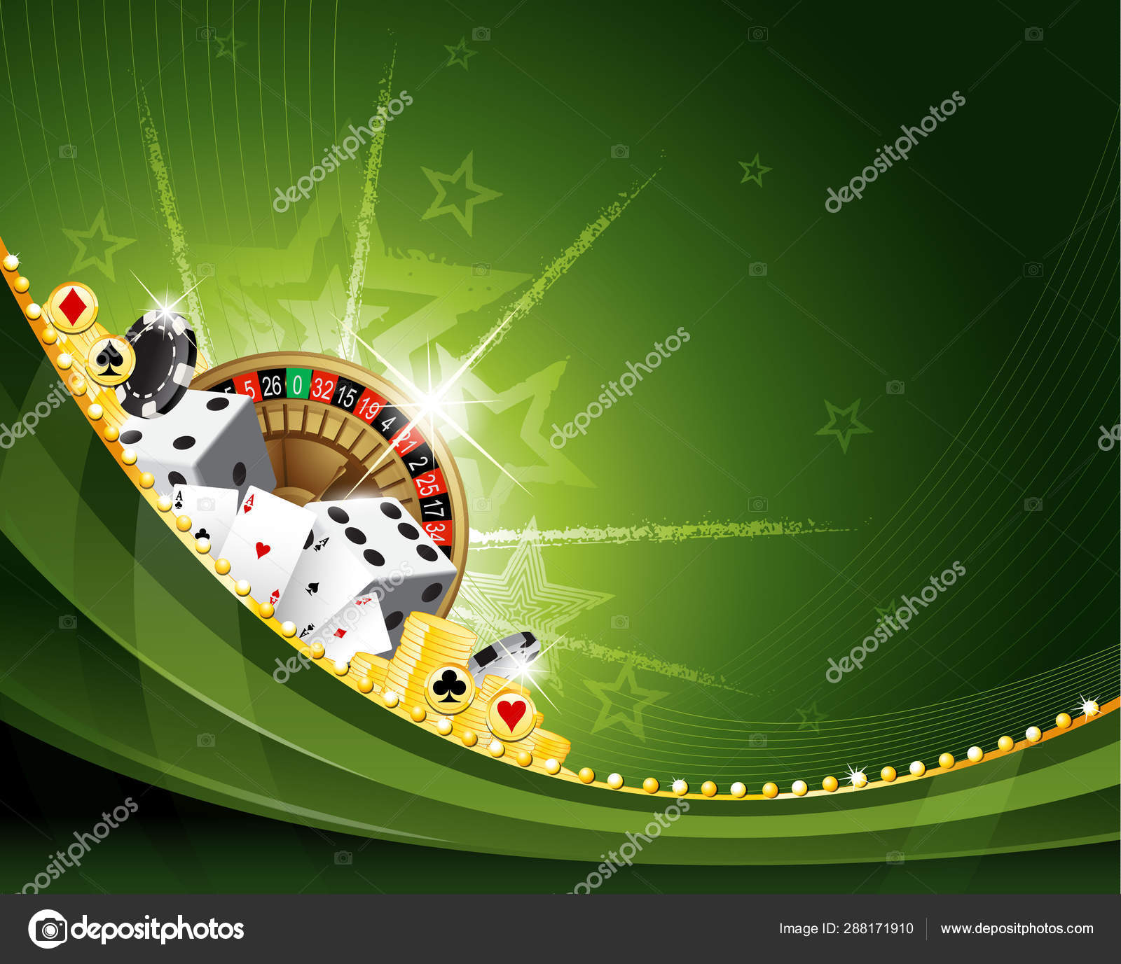 Green vector waving casino background design Stock Vector by ...