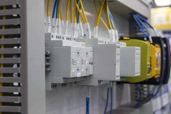 wired electrical board with terminals for industrial machine - Stock ...