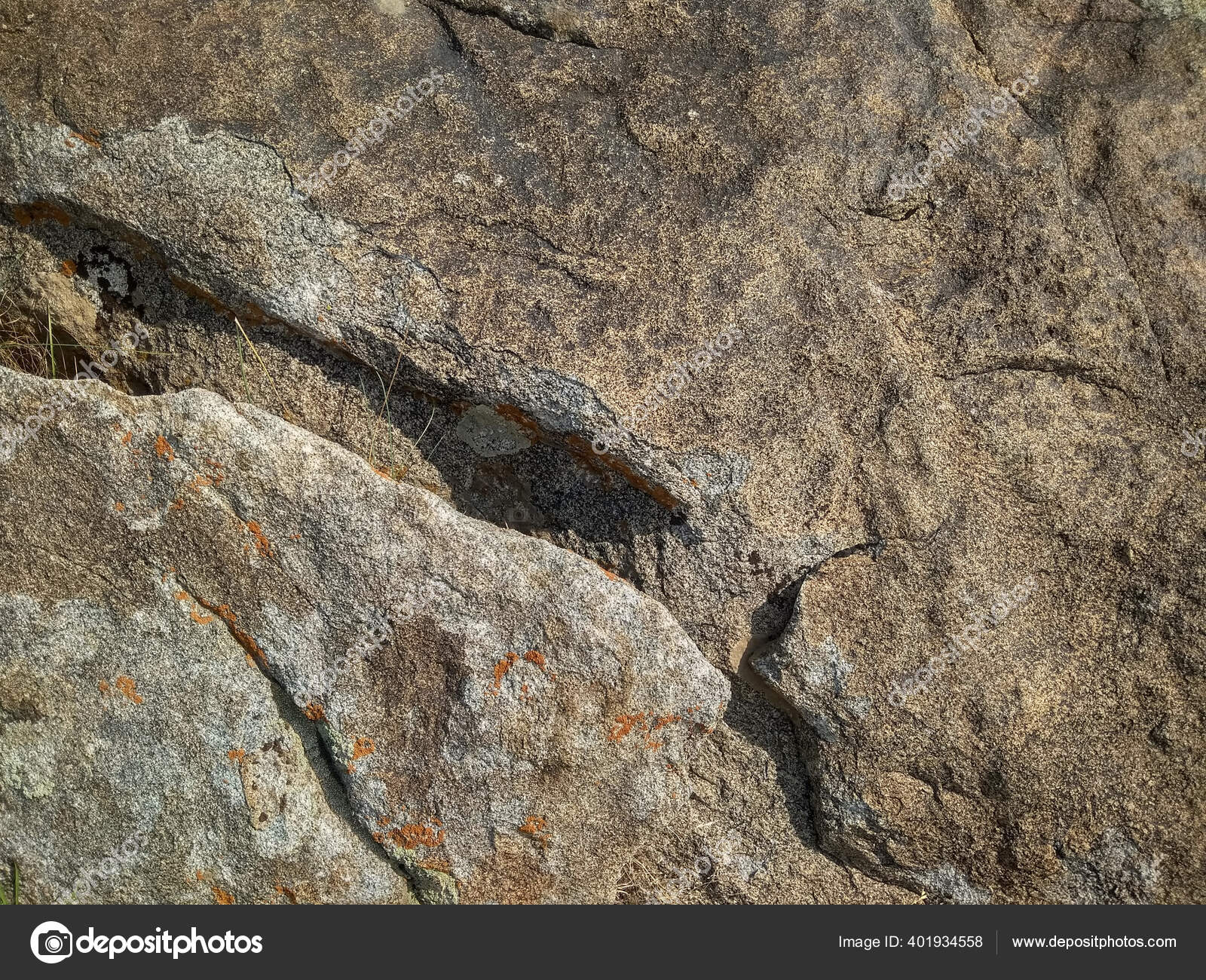 Surface Texture Huge Stone Irregularities Crevice Stalks Grass — Stock ...