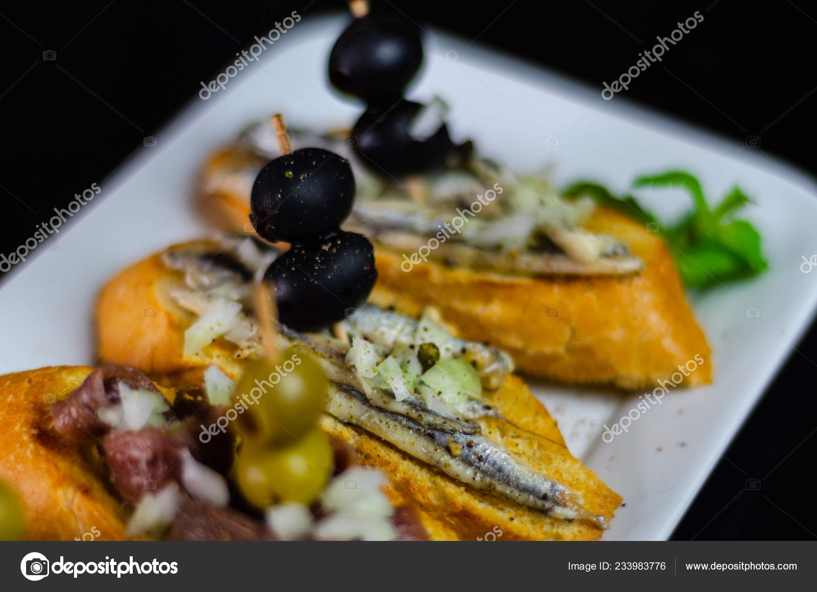 Spanish Seafood Tapas Mini Sandwiches Food Set Delicious Snack ...