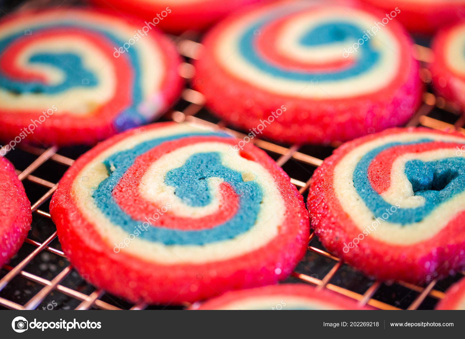 Galletas Rojas Blancas Azules Azúcar Molinillo Para Celebración Del ...
