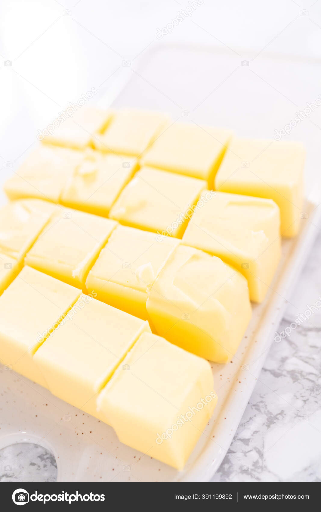 Unsalted Butter Sticks Cut Cubes Preparing Italian Buttercream Frosting ...