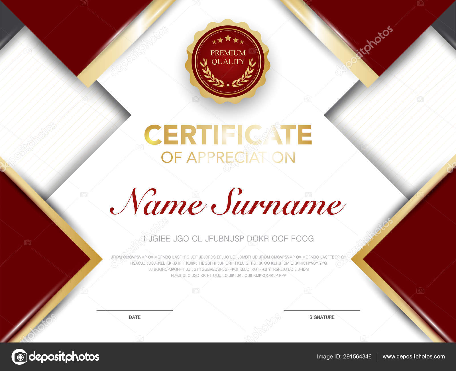 Diploma Certificate Template Red Gold Color Luxury Modern Style Vector ...