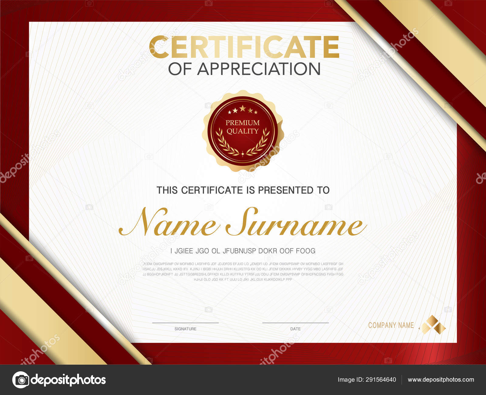 Diploma Certificate Template Red Gold Color Luxury Modern Style Vector ...