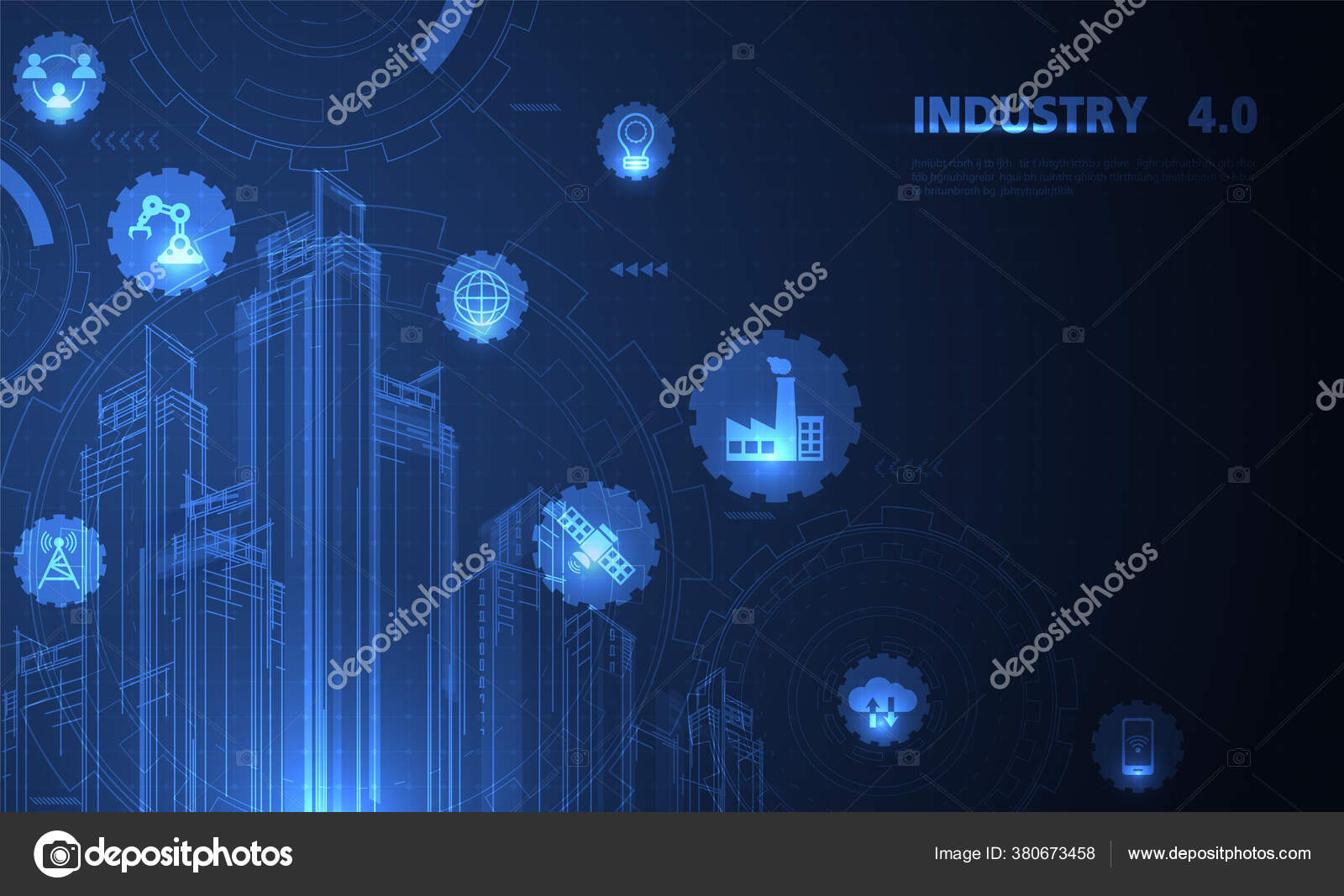 Cuarta Revolución Industrial Hud Futurista Con Globo Mapa Del Mundo ...