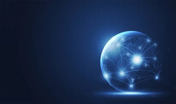 Global network technology background with world map or social media ...