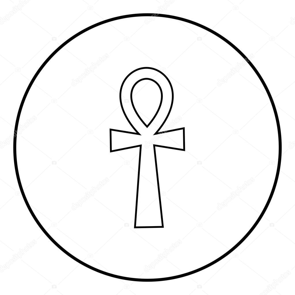 Icono de cruz copta Ankh contorno en c rculo vector de color negro ilustraci n imagen simple ...