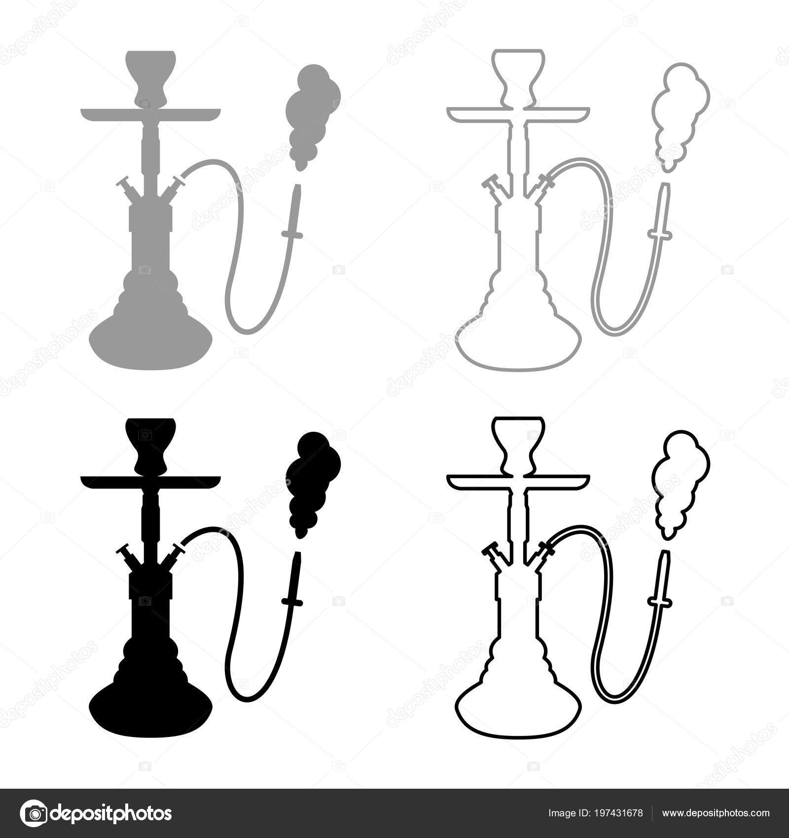 Vector: shisha head | Hookah Shisha Icon Set Grey Black Color Outline ...