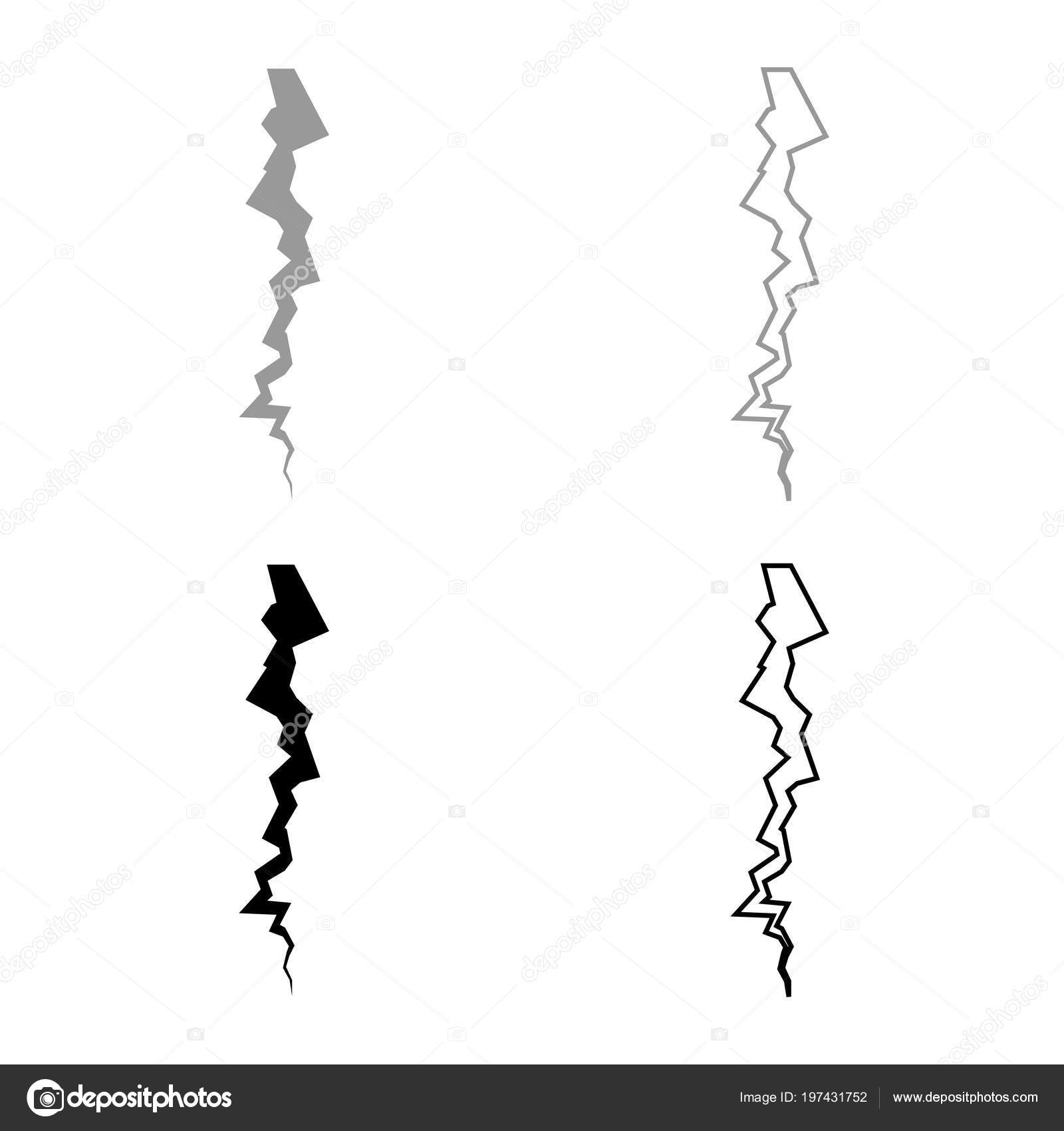 Crack Icon Set Grey Black Color Outline Stock Vector by ©seregasss435 ...