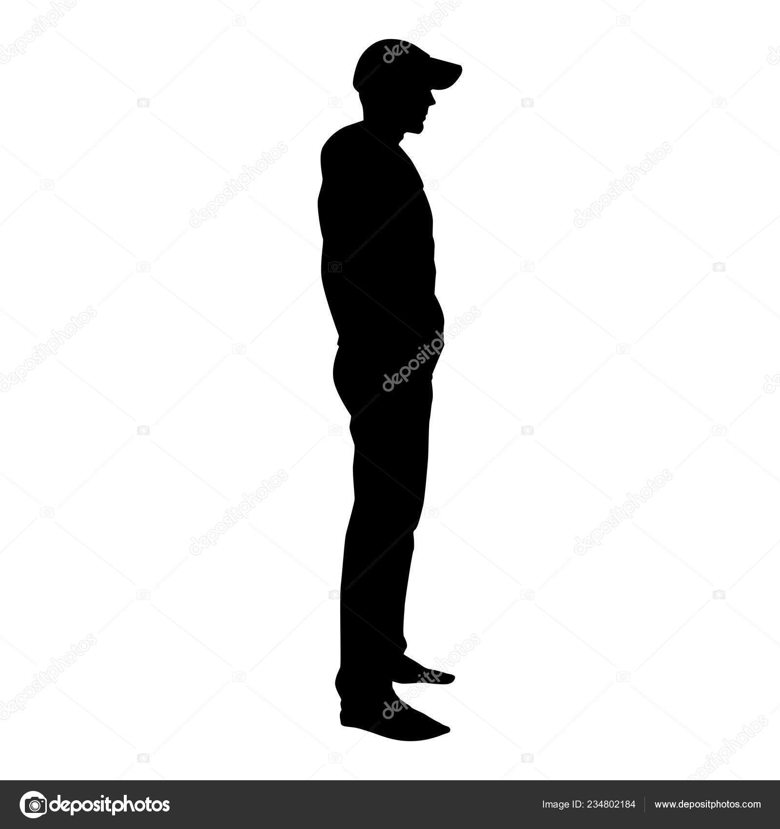 Man Standing Cap View Side Icon Black Color Vector Illustration Stock ...