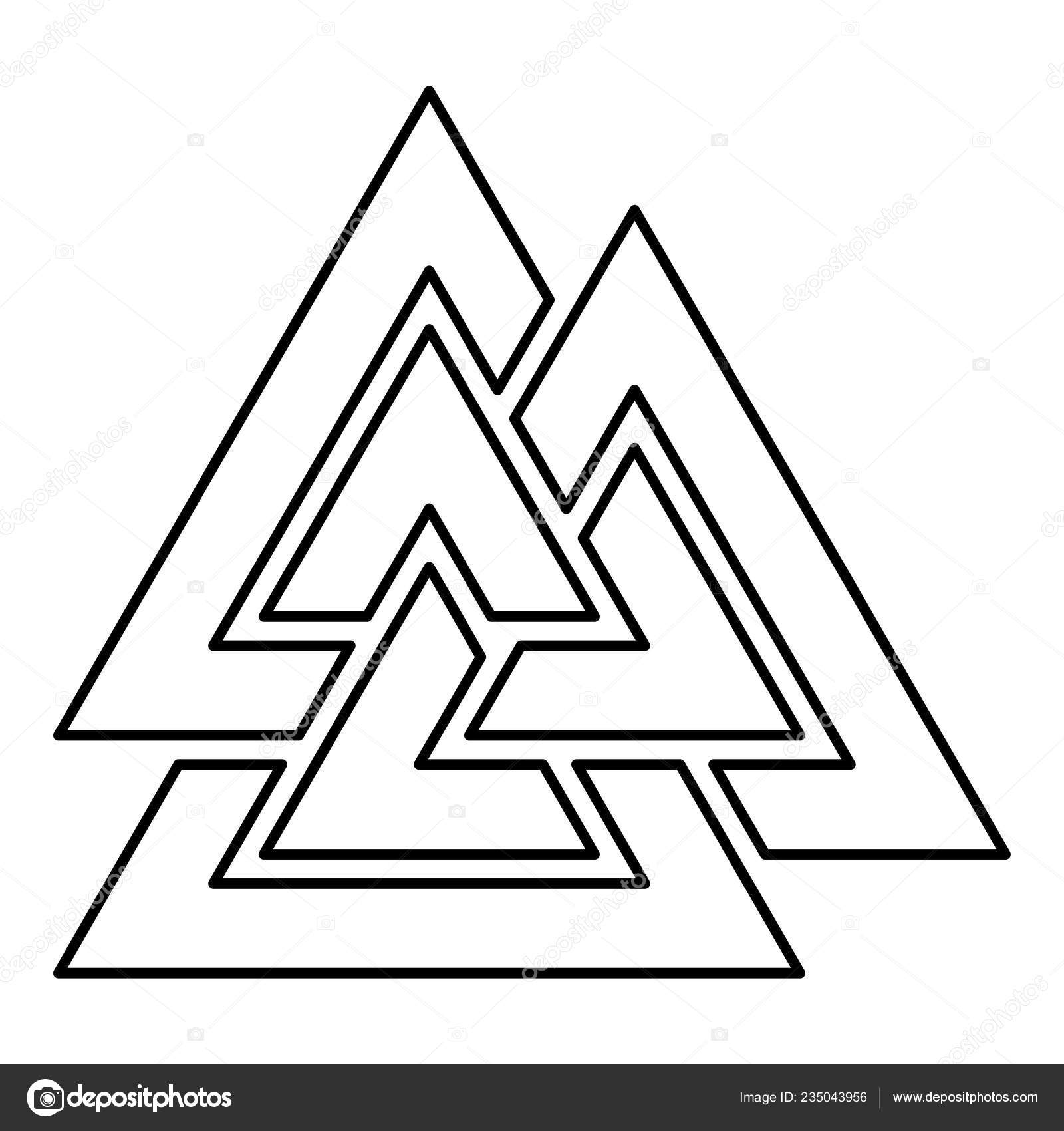Valknut Sign Symblol Icon Black Color Vector Illustration Flat Style ...
