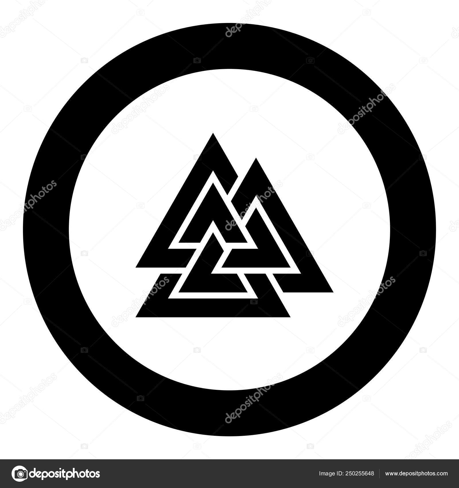 Valknut sign symblol icon black color vector in circle round illustration flat style image Stock ...