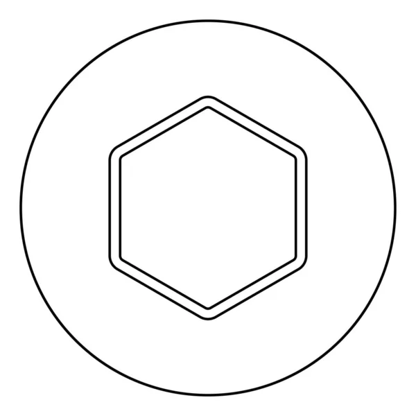 Hexagon with rounded corners icon black color outline vector ...