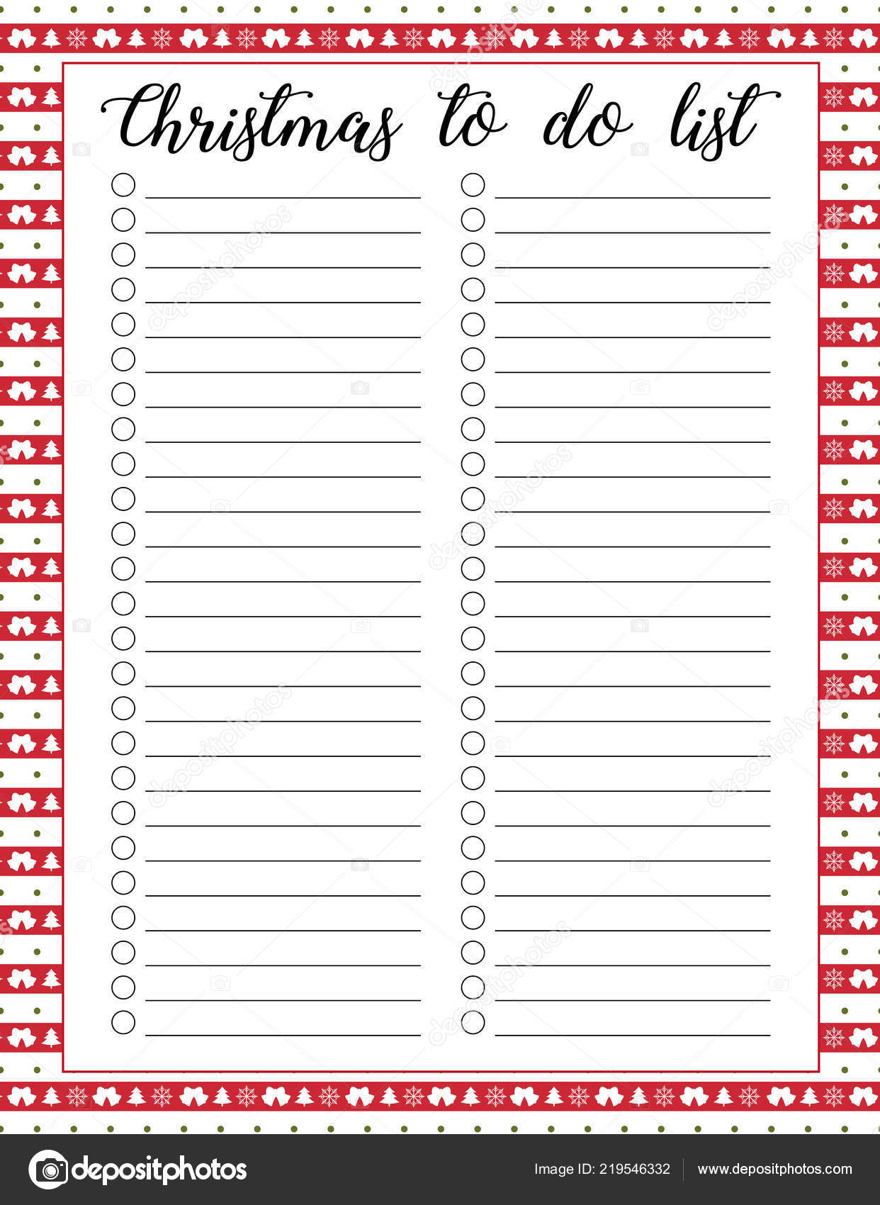 Christmas List Planner Preparation Winter Holidays Celebration — Stock ...