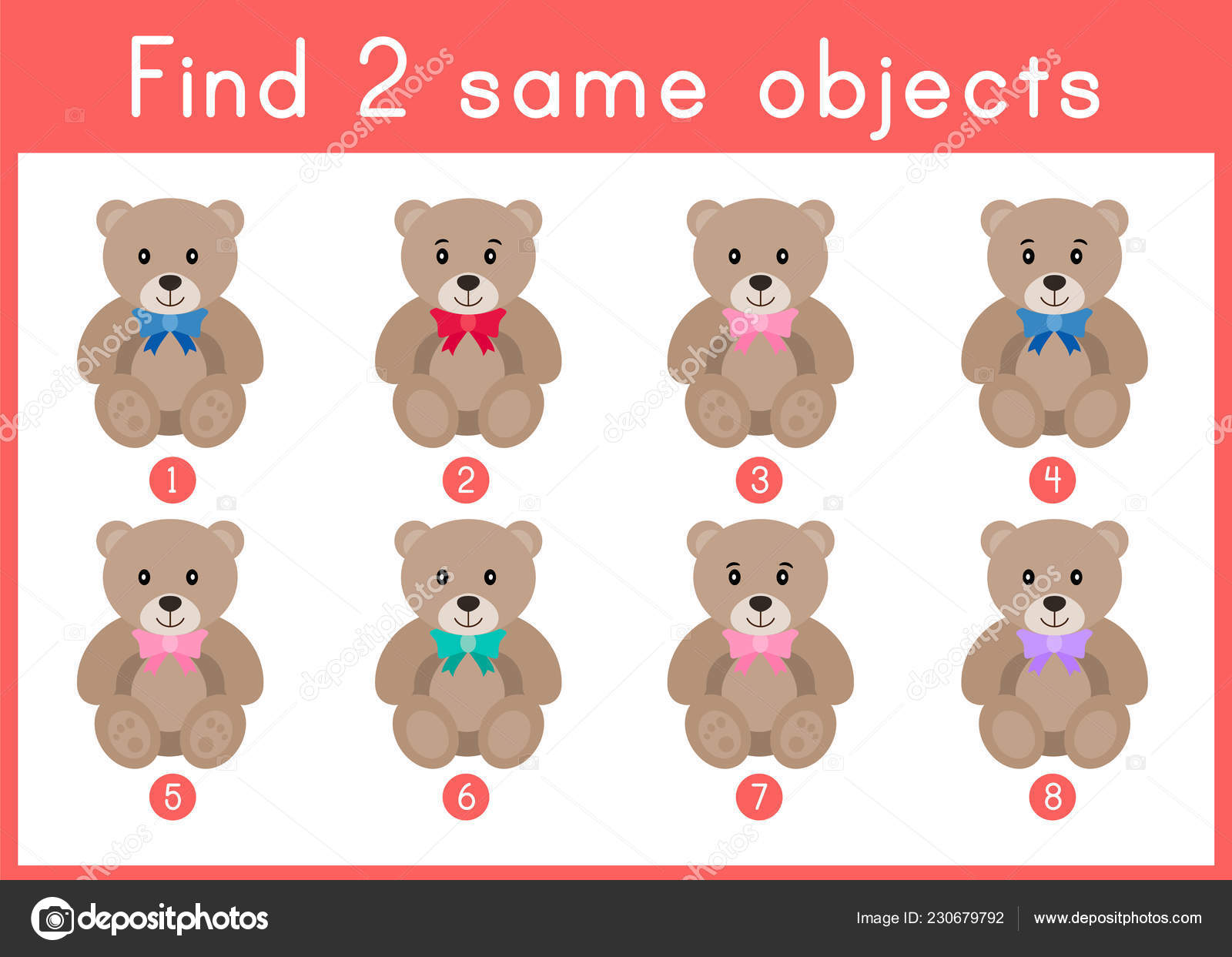 English Worksheet Find Two Same Objects Exercise Pupils Children ...