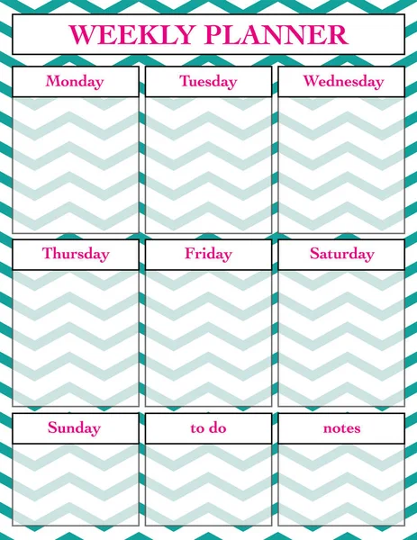 Weekly Planner Diary Notebook Printable Planner Vector Illustration ...