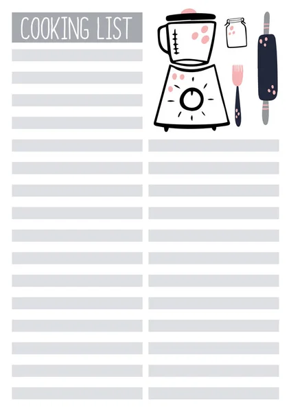 Recipe page template vector, A4 printable page for planner Stock Vector ...