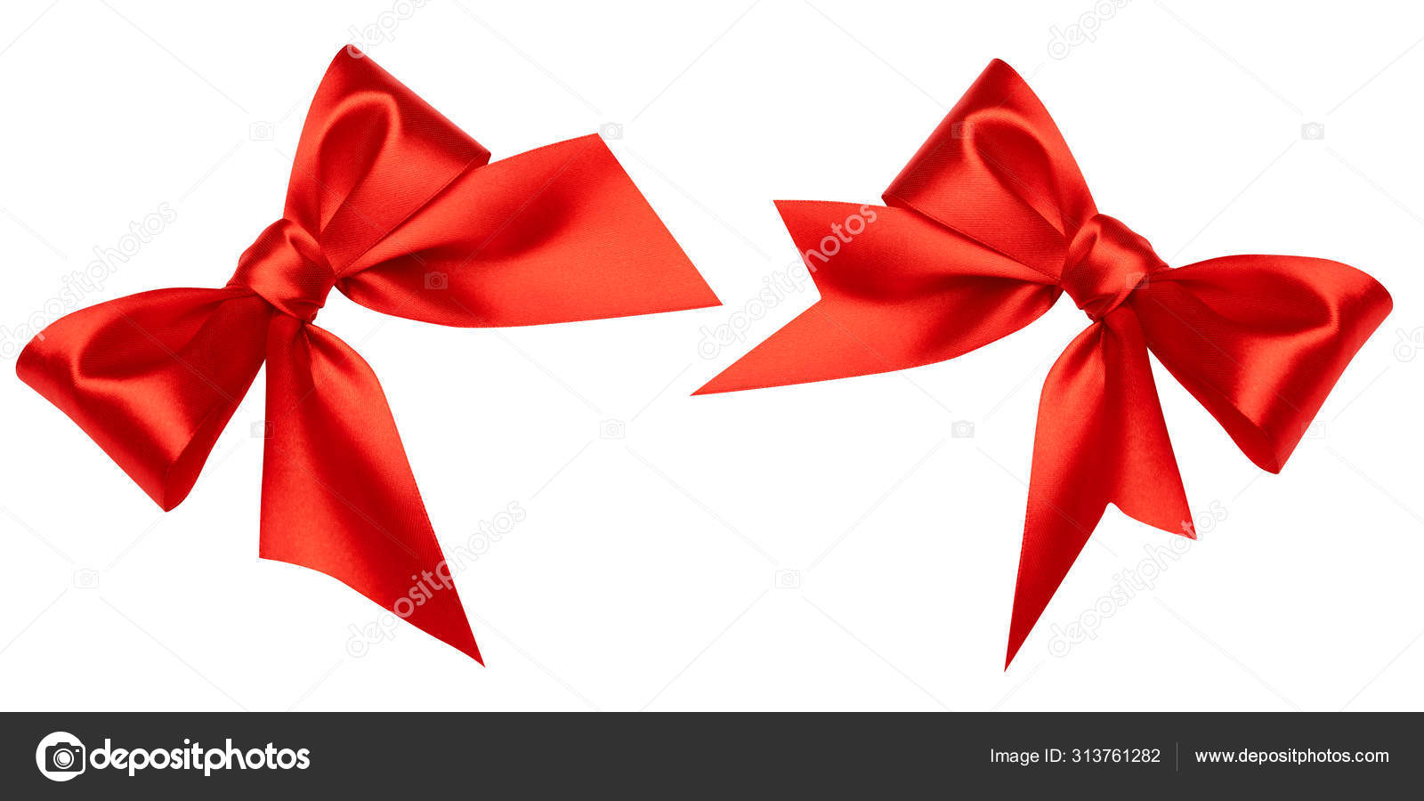 Red ribbon bow isolated on white background. Christmas decoration gift ...