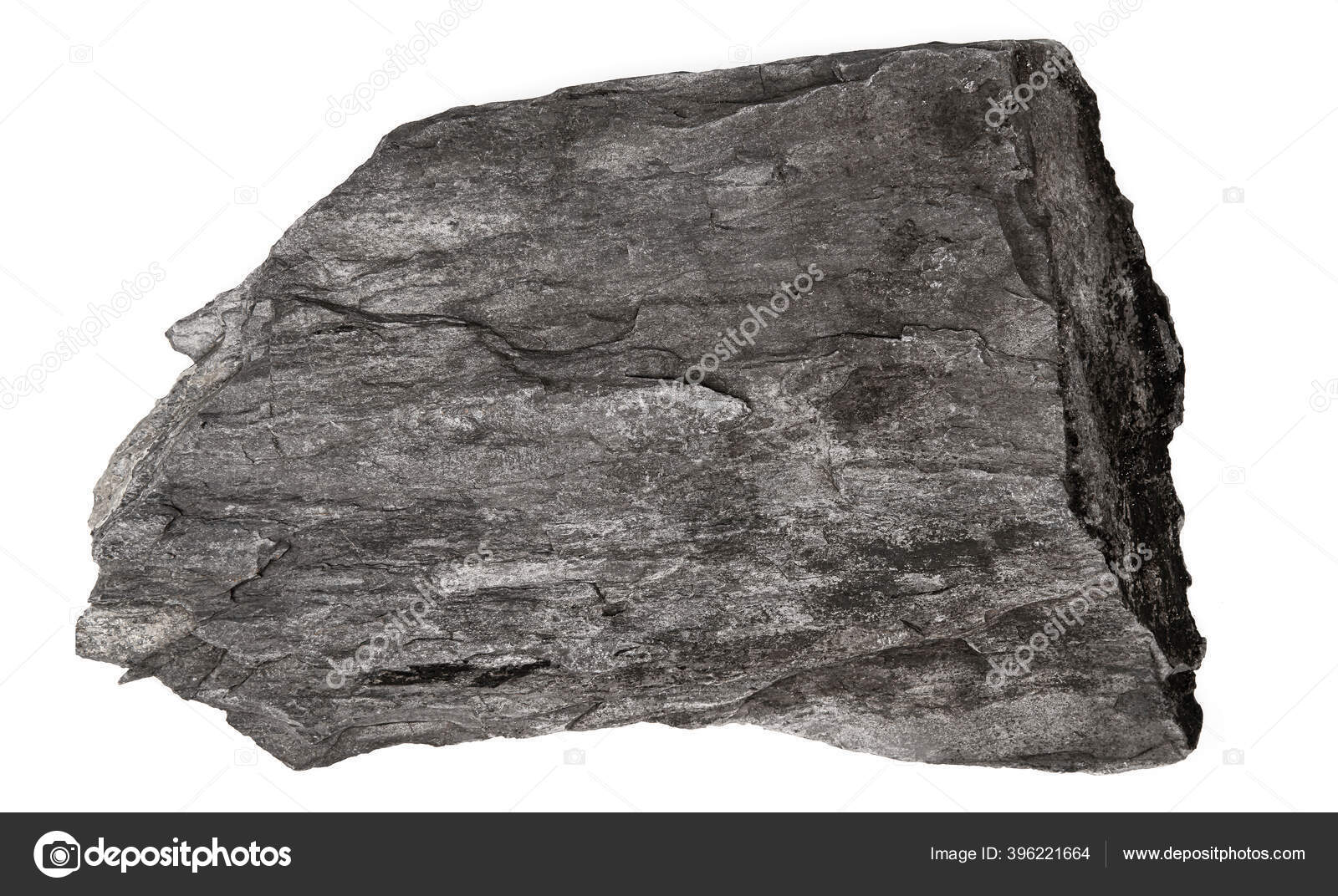 Pedra de calcário e xisto isolado sobre fundo branco. Plana de pedra ...