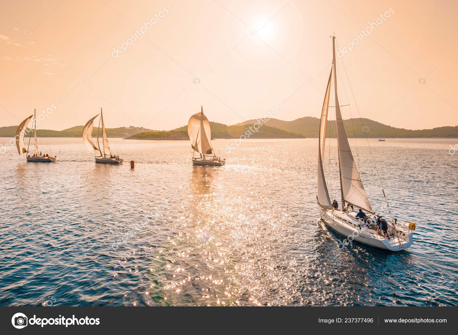 Four Sailing Boats Windward Buoy Racing — Stock Photo © pavelnesvadba ...