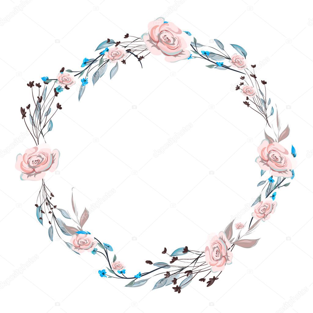 acuarela arreglos florales, diseño de decoración de la corona. tarjetas ...