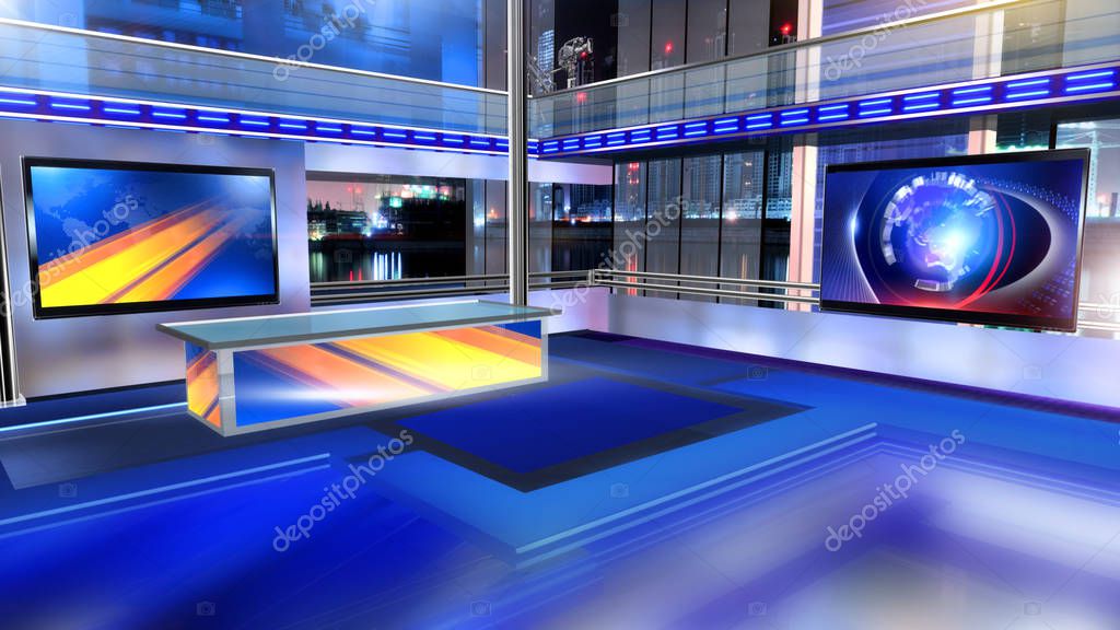 Representación 3D Set de estudio virtual para imágenes de croma Realice ...