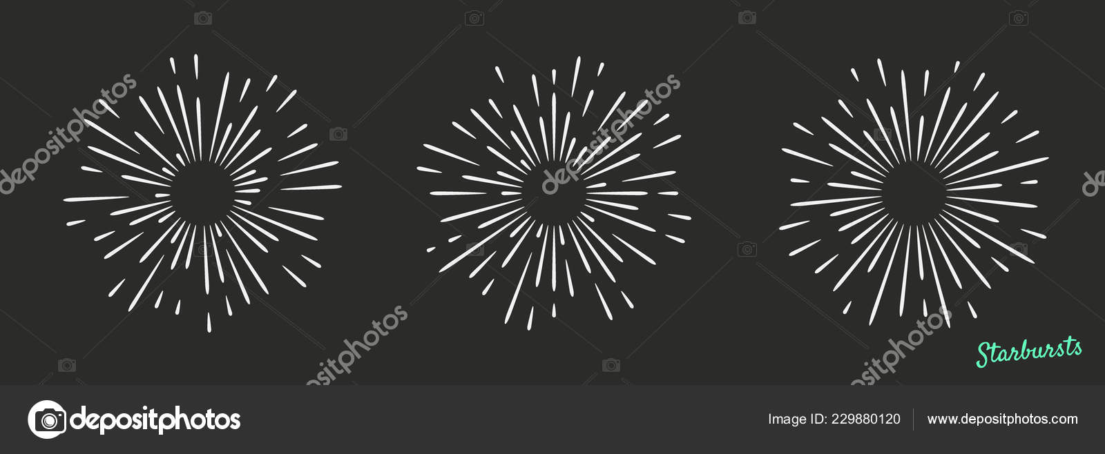 Vector Illustration Set Fireworks Black Background Stock Vector Image ...