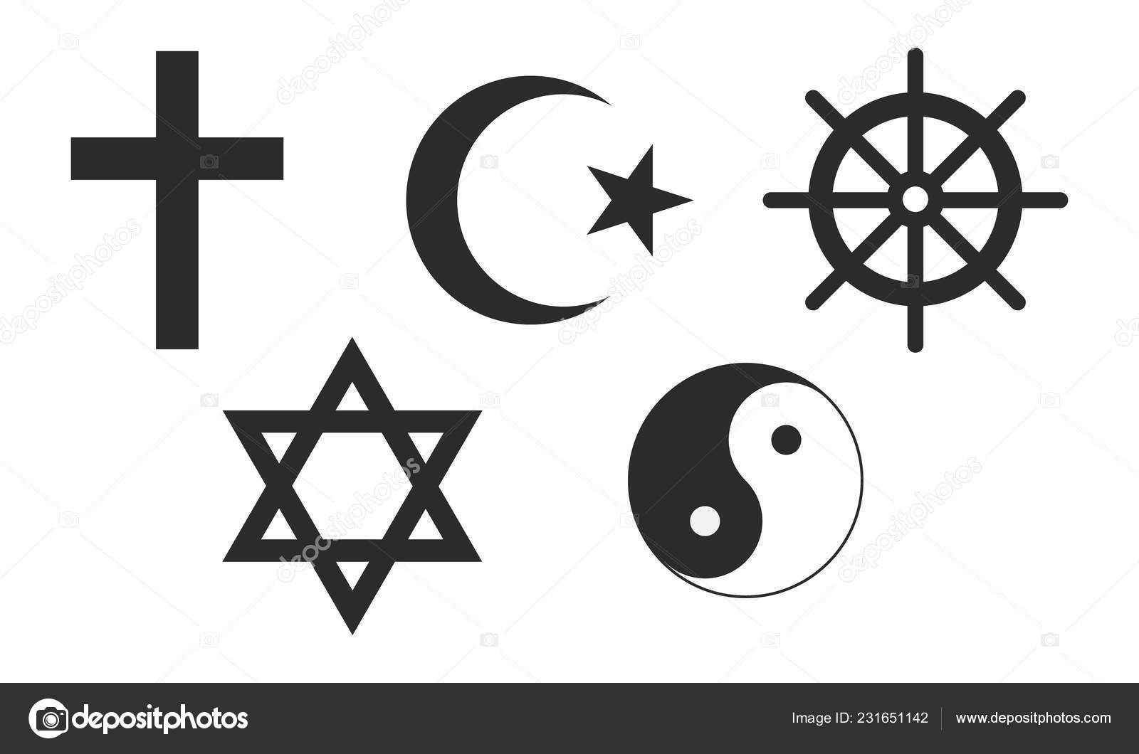 Conjunto Símbolos Religiosos Iconos Religiosos Vector de stock ...