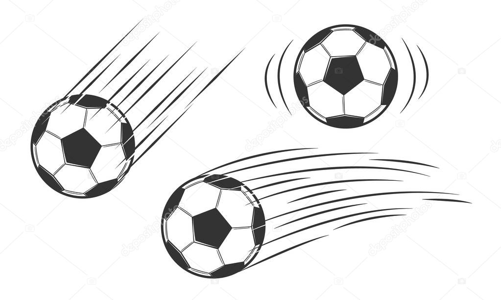 Pelota de fútbol en movimiento. Ilustración vectorial 2024