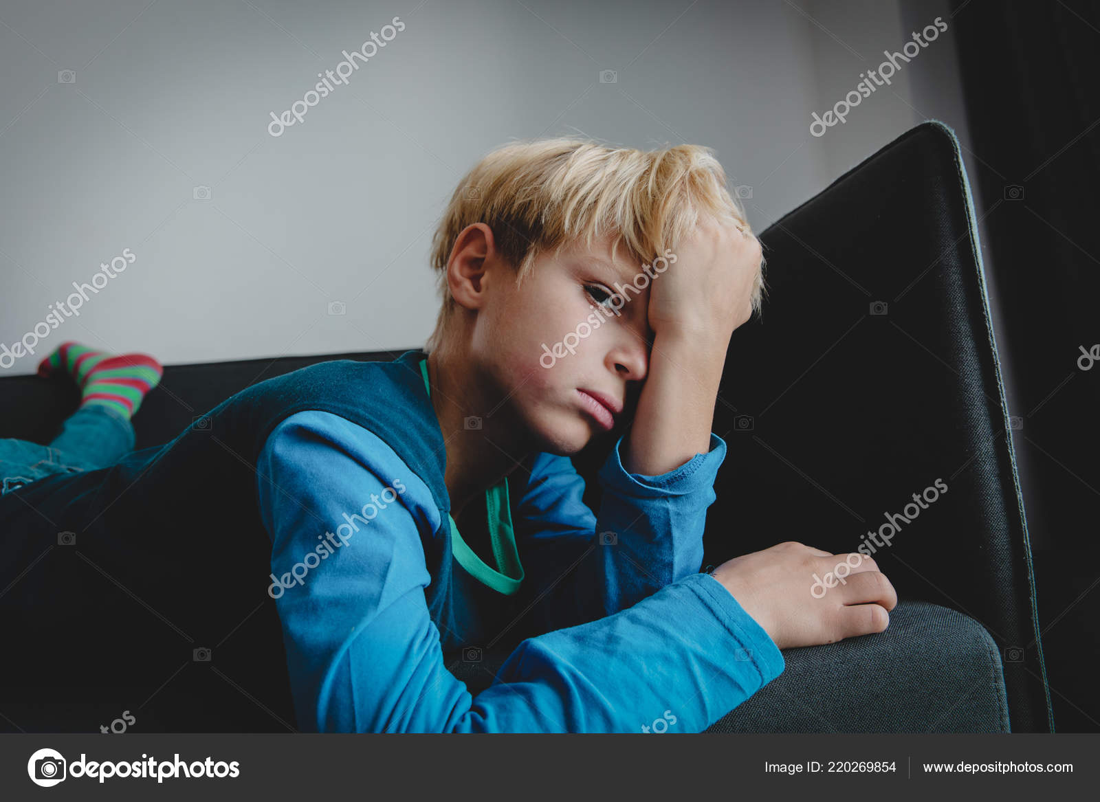 Sad tired overload young boy, stress and depression — Stock Photo ...