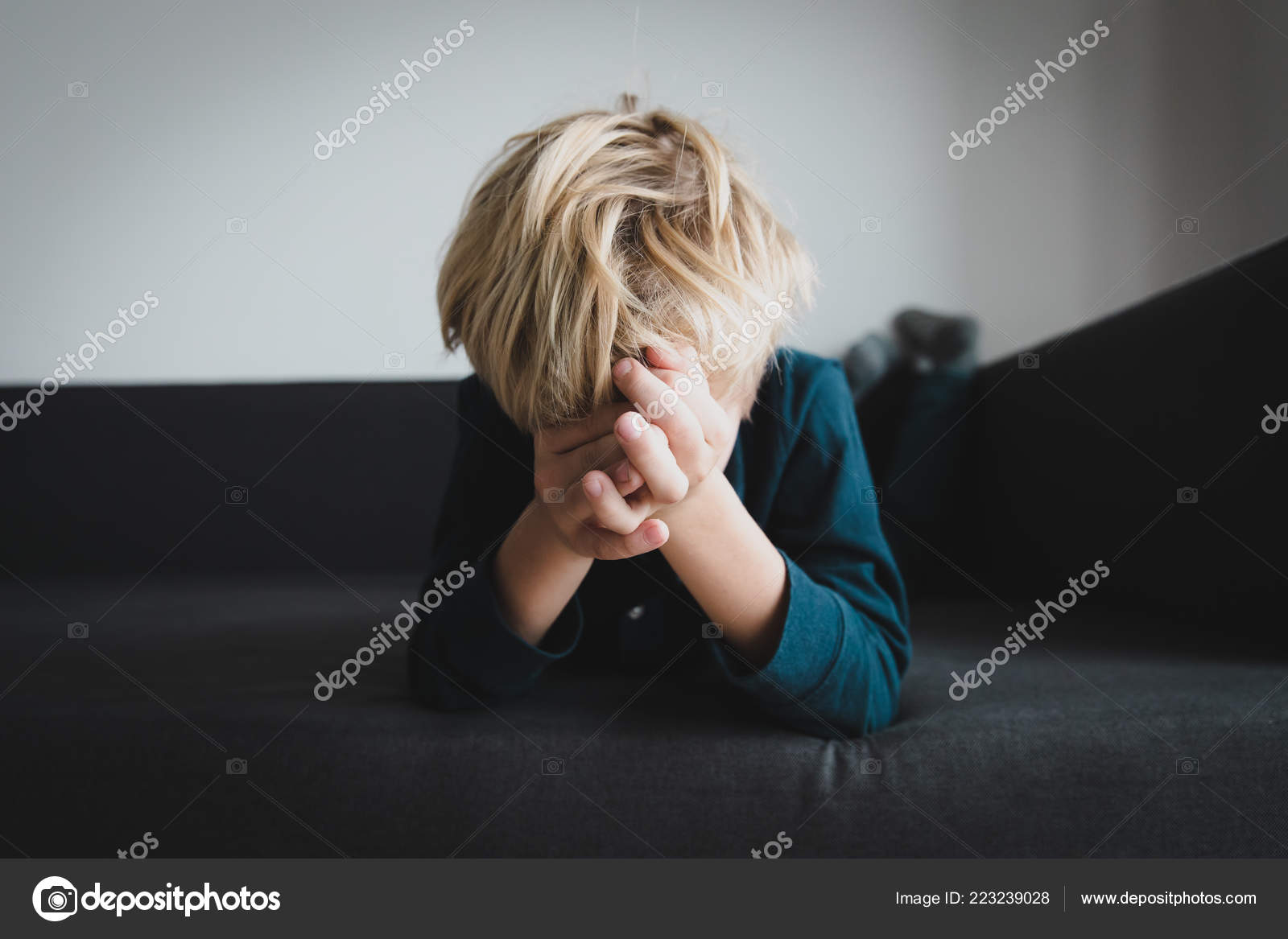 Crying child, stress and depression, sadness, abuse Stock Photo by ...
