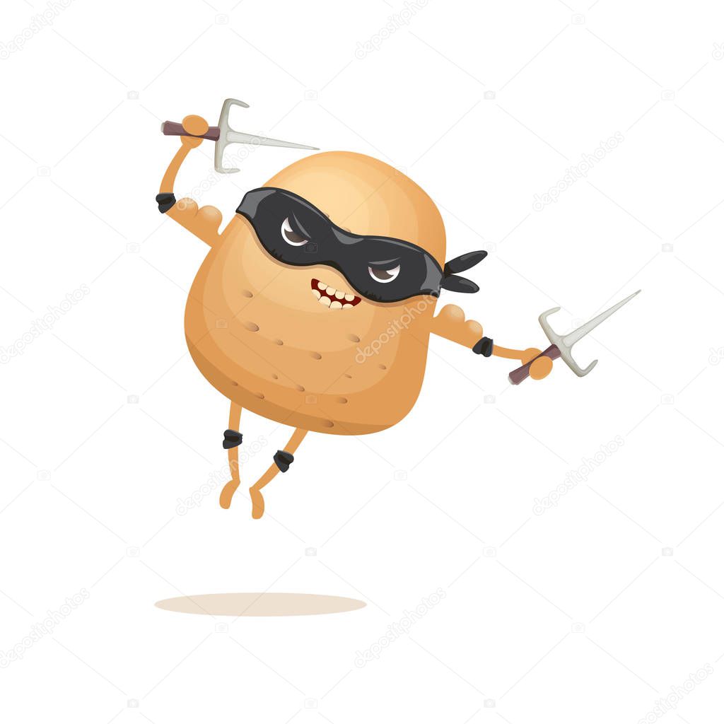 vector de dibujos animados personaje de papa ninja con máscara de ...