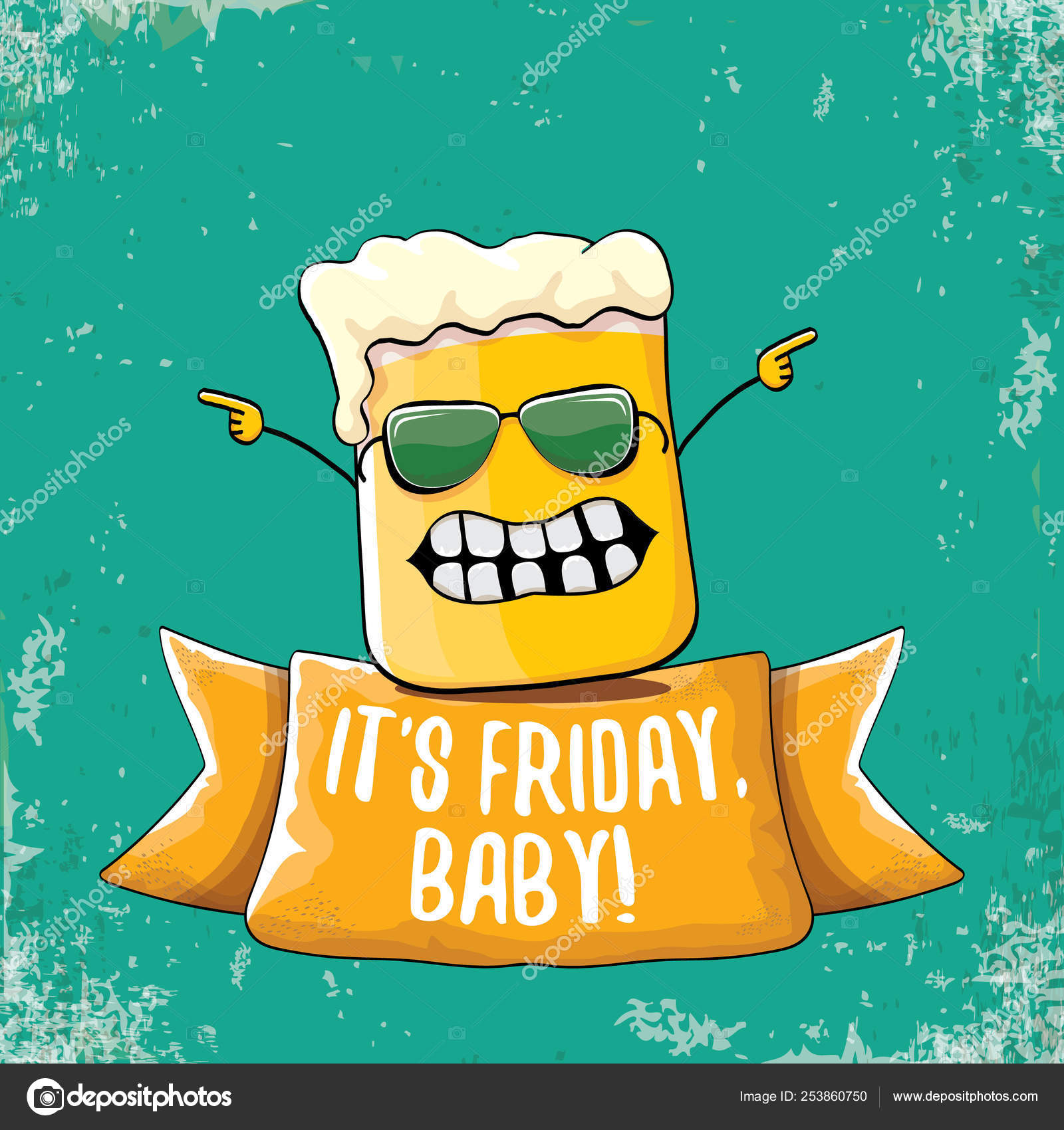 Its friday baby vector concept illustration with funky beer character ...