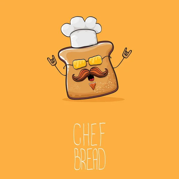 Vector funky cartoon cute bread chef character with white chef hat ...